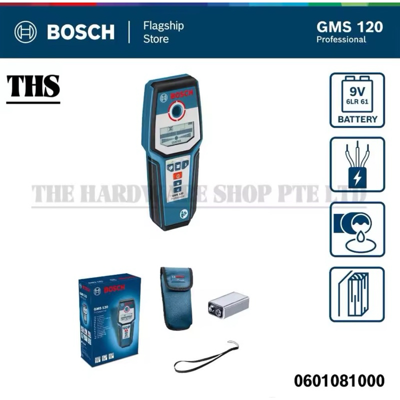 BOSCH GMS 120 Metal detector (comes with Protective Bag & Hand Strap ...