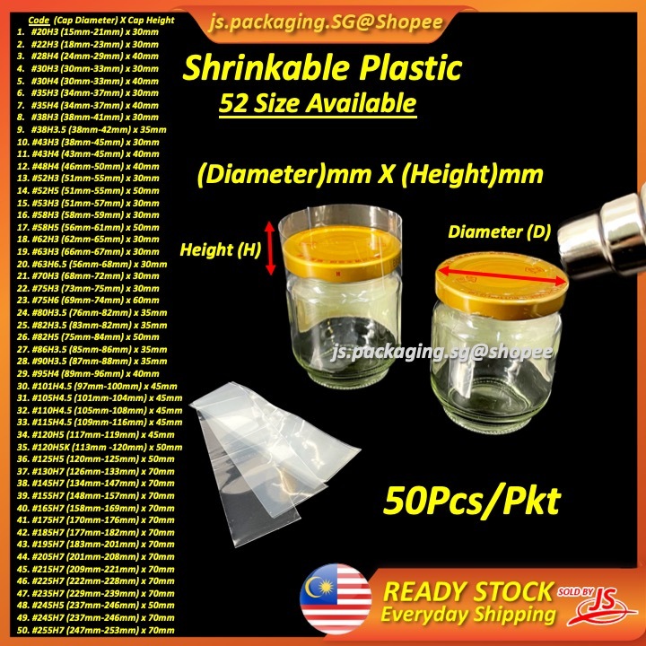 Shrinkable Plastic Sealer Heat Shrink Bands Cap Seal For Jars Bottles ...