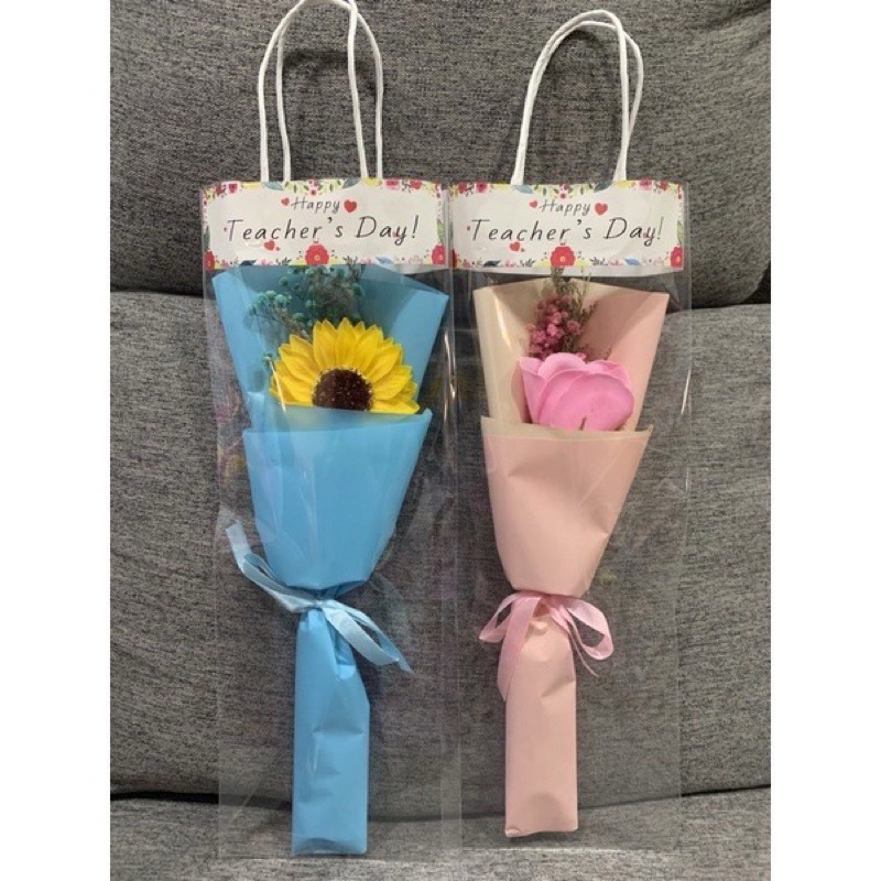 Graduation Bouquet Soap Flower & Dried Flower Rose Gypsophila Flower ...