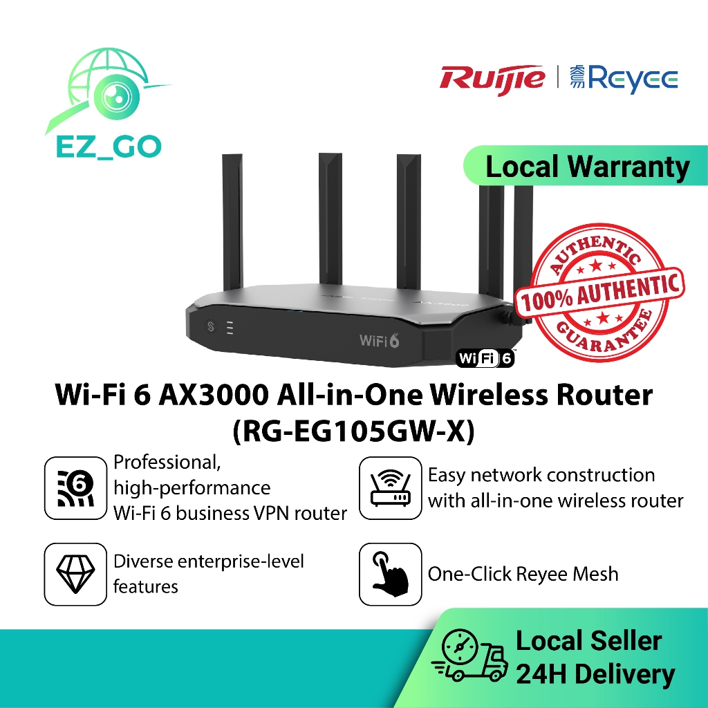 Ruijie Wifi 6 Dual Band Router AX3000 High Speed All in One Wireless ...