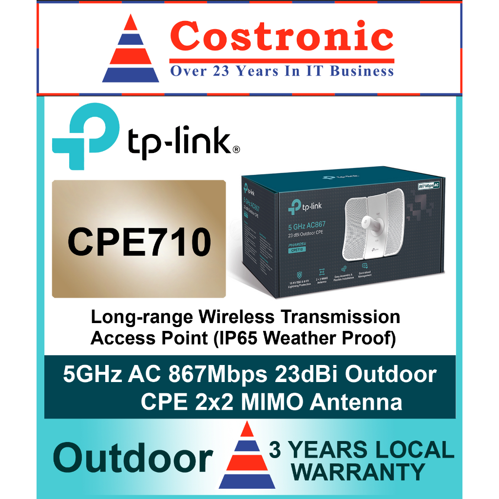 TP-link CPE710 5GHz AC 867Mbps 23dBi Outdoor CPE Access Point ( 3 Years ...