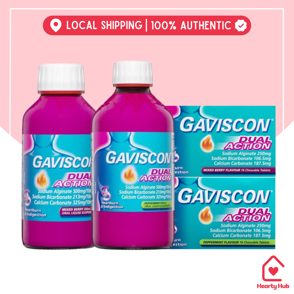 Gaviscon Dual Action Peppermint Liquid 600ml | Mixed Berry Liquid 300ml ...