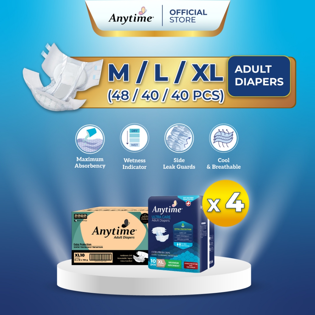 Anytime Adult Diaper Mega Value Pack Carton Size M/L/XL (Adhesive ...
