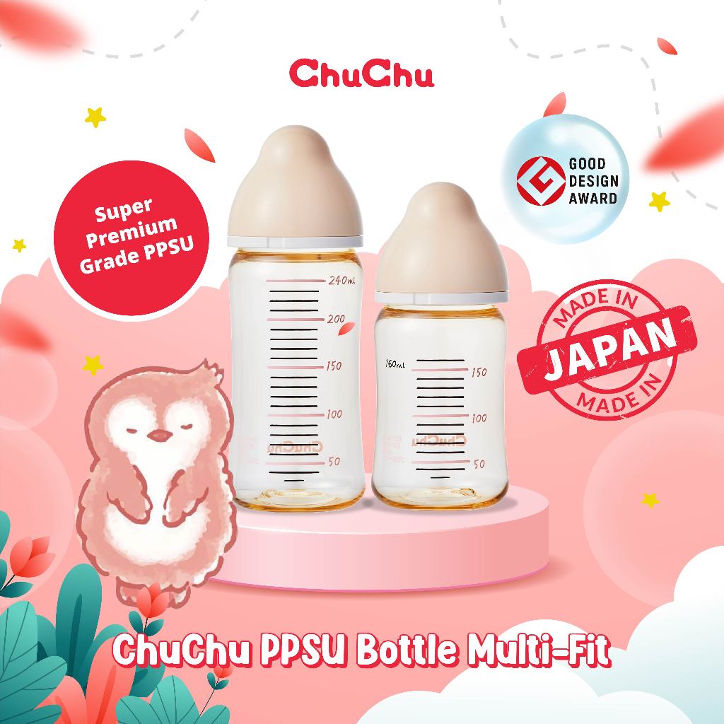 ChuChu Baby PPSU Bottle Multifit Wide Type 160/240ml One Size Fits All Stages Made in Japan Good ...