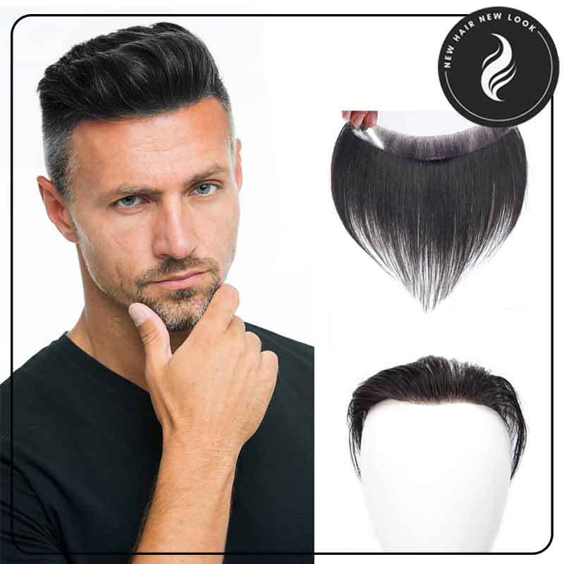 Men's Biological Scalp Hairline Toupee Natural Black Color Hair for ...