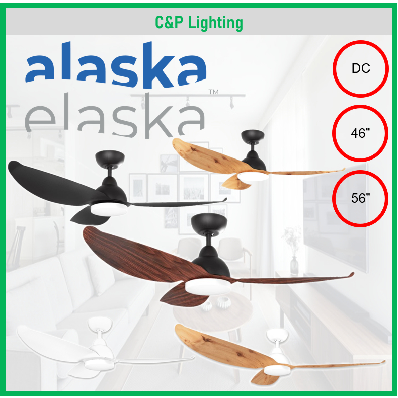 Alaska EPearl V 46" / 56" 3 Blade Ceiling Fan with LED Light and Remote ...