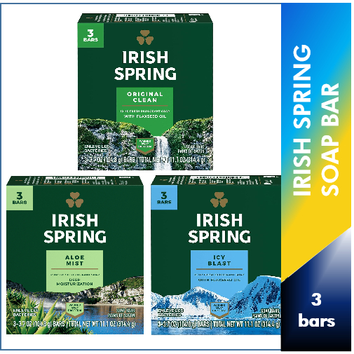 【Value Pack 3s】Irish Spring Deodorant Bar Soap Original Clean Bar Soap ...