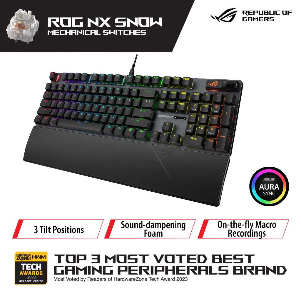 ASUS ROG STRIX SCOPE II Gaming Keyboard - 100% Full Size, Prelubed ROG ...