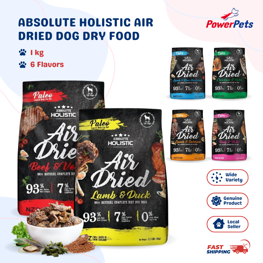 Absolute Holistic Air Dried Dog Dry Food 1kg Natural Ingredients Easy ...