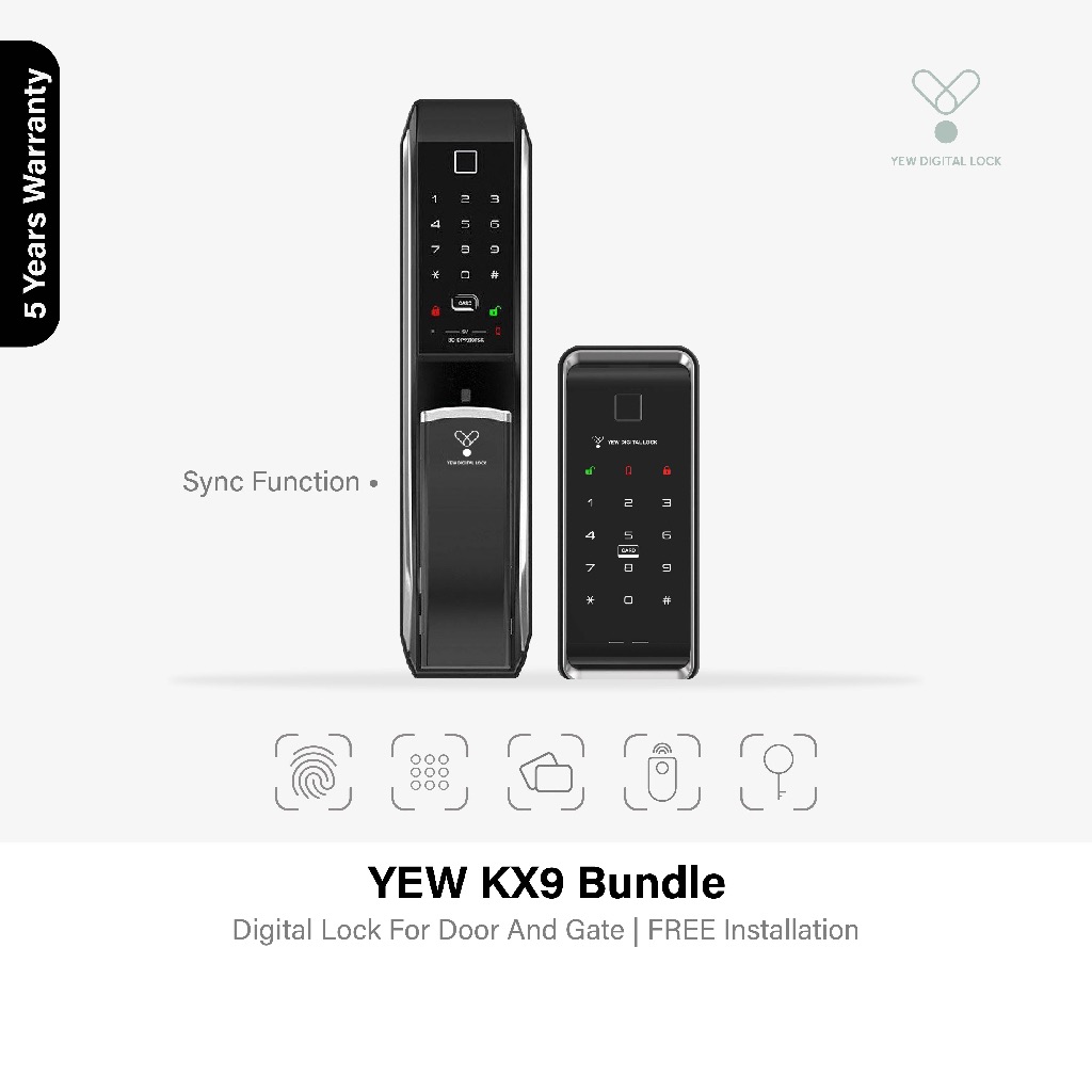 FREE Installation | Yew Lite Gate + Yew KX9 Door Digital Lock | Shopee ...