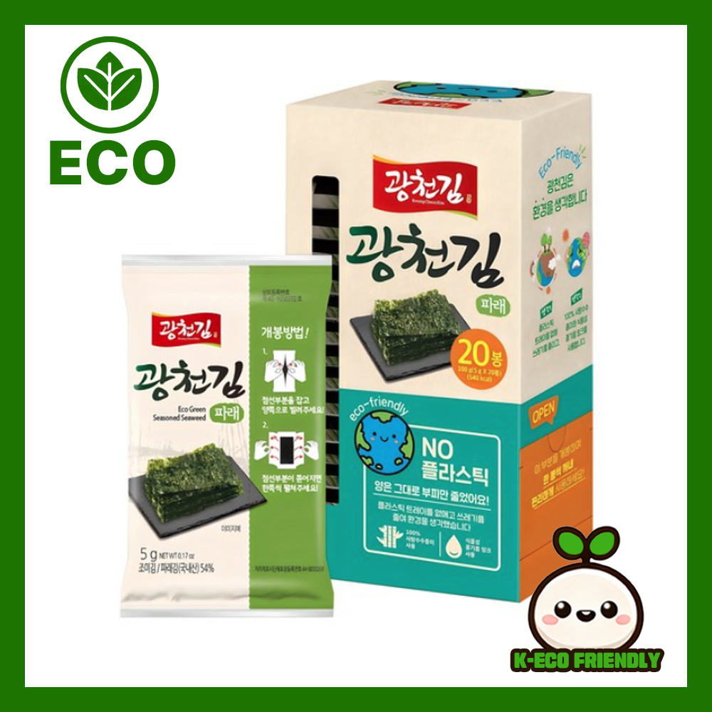 Gwangcheon No plastic tray Gim Eco Seaweed with Laver 5g*20ea 1box Eco friendly korea | Shopee ...