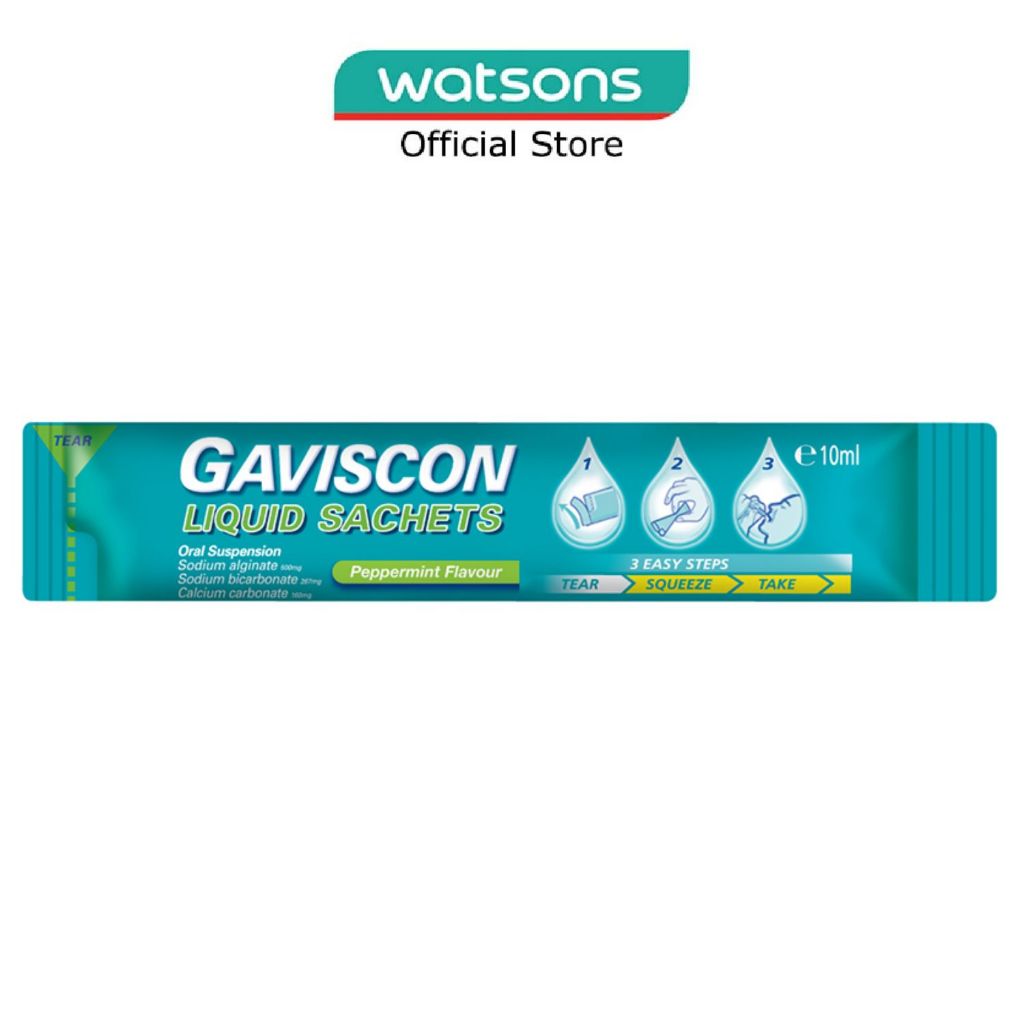 Gaviscon Liquid Sachet Peppermint Flavour Relief Heartburn And Acid
