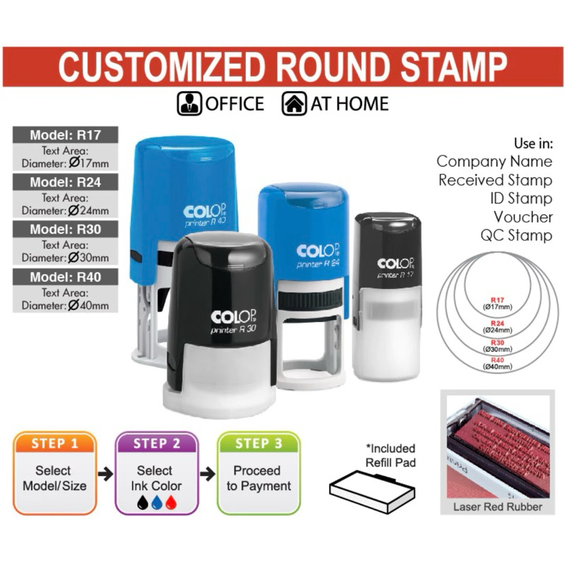 COLOP Self-Inking Round Stamp R17 | R24 | R30 | R40 | Shopee Singapore