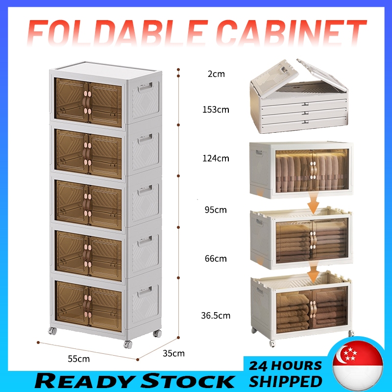 🇸🇬 [READY STOCK] Foldable Cabinet Storage Box Cabinet Transparent ...