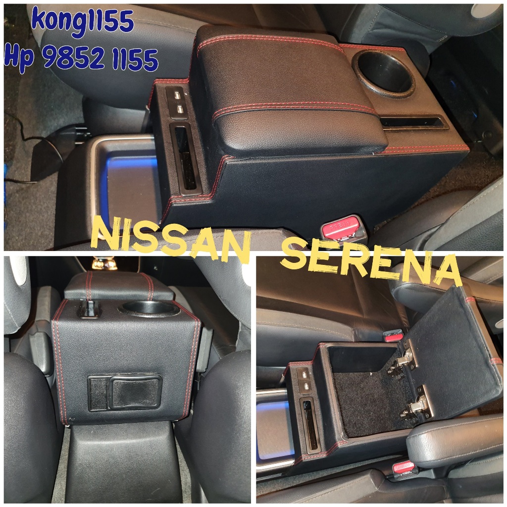 Nissan SERENA MPV CAR center Armrest console box storage compartment withUSB charging ports ...