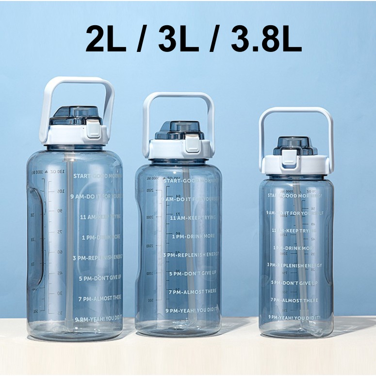 [SG Seller] 2L/3L/3.8L Water Bottle Large Capacity Portable Tumbler Sport Gym Bottle with Straw ...
