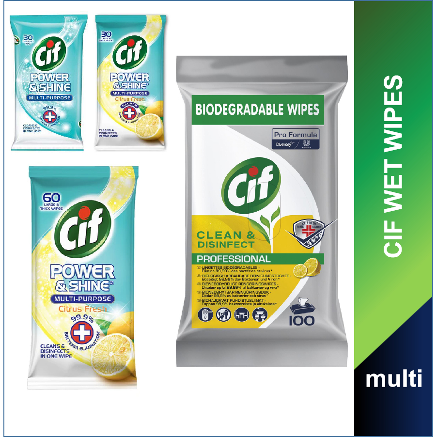 CIf Power & Shine Wipes / CIf Wipes Universal Fresh Multi-Purpose 30/60 ...