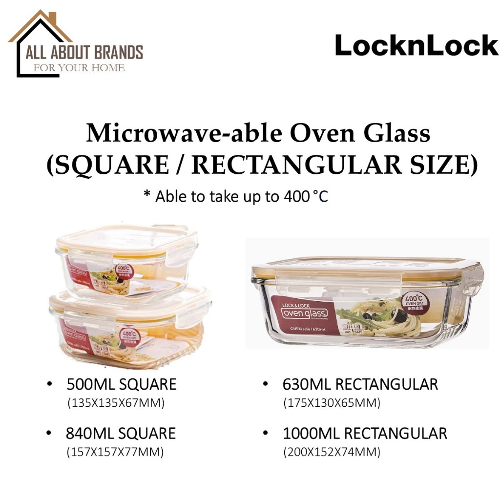 LOCK N LOCK Microwaveable Air Tight Glass Containers Heat Resistant ...