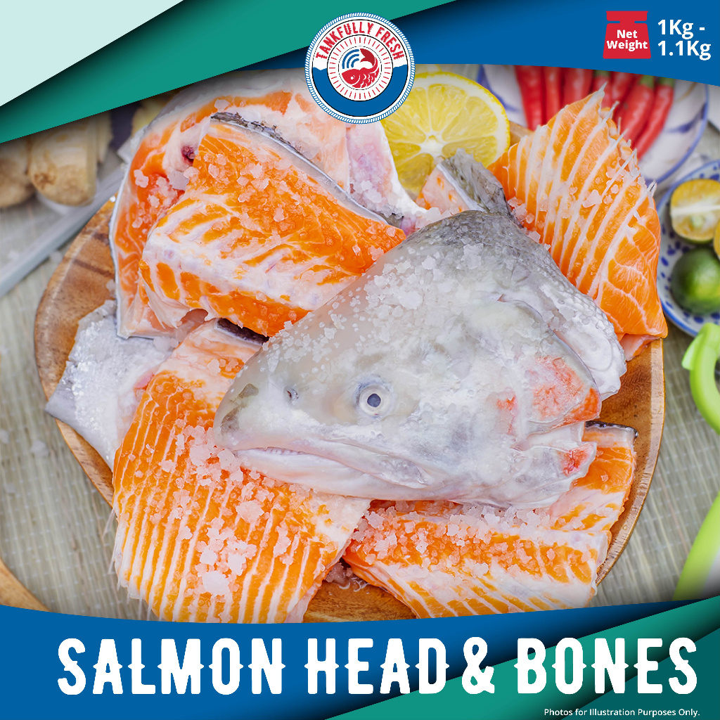 [Tankfully Fresh] Fresh Salmon Head & Bones 鳟鱼头与骨 (1kg - 1.1kg gross ...