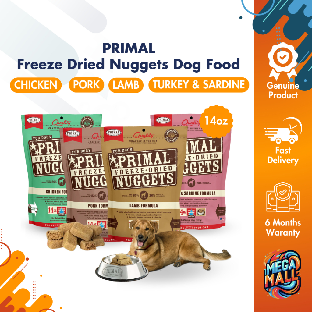 PRIMAL Freeze Dried Nuggets Dog Food 14oz 397g Chicken Pork Lamb Turkey ...