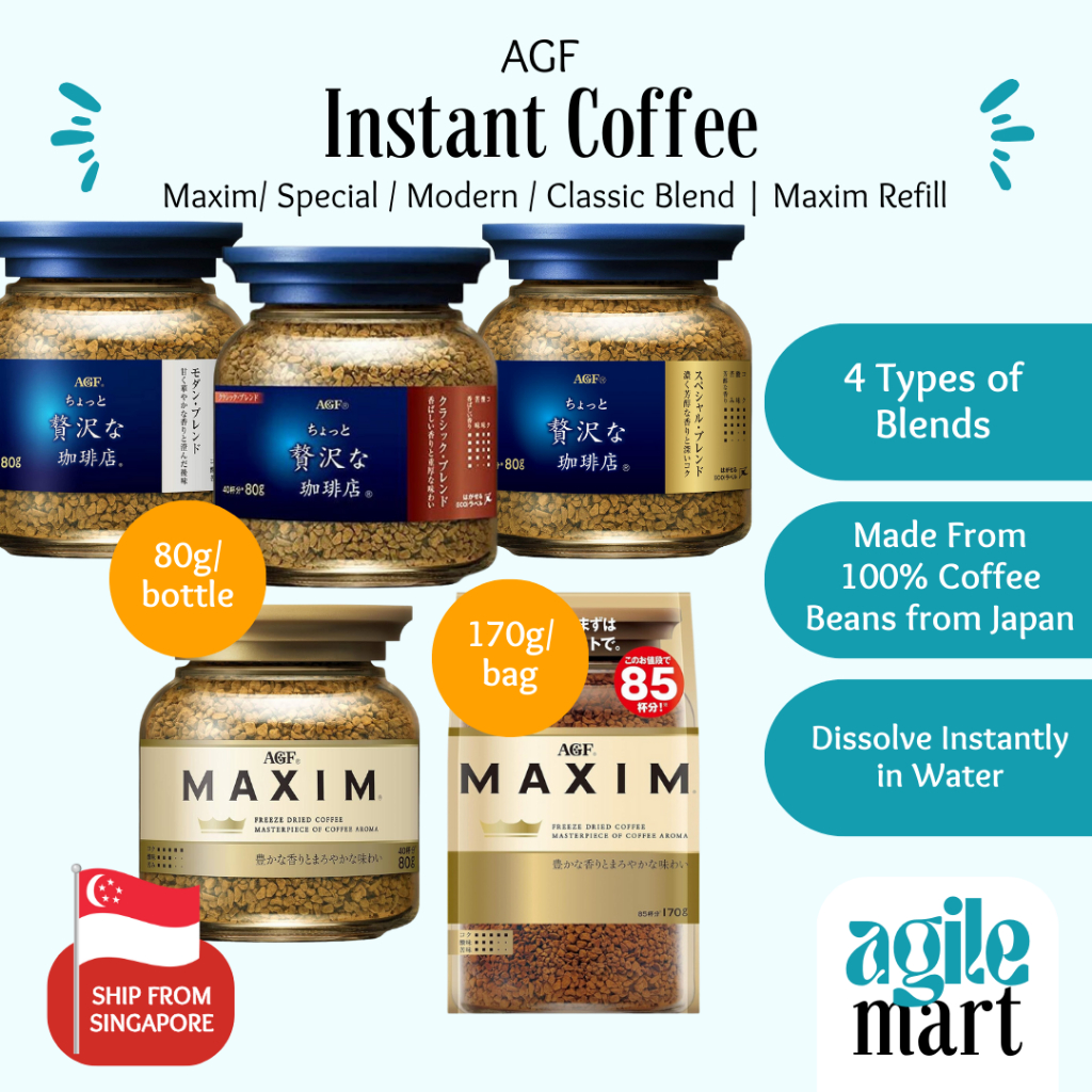 AGF Instant Coffee, Maxim / Special / Modern / Classic Blend, BOTTLE 80G, Maxim REFILL170g ...