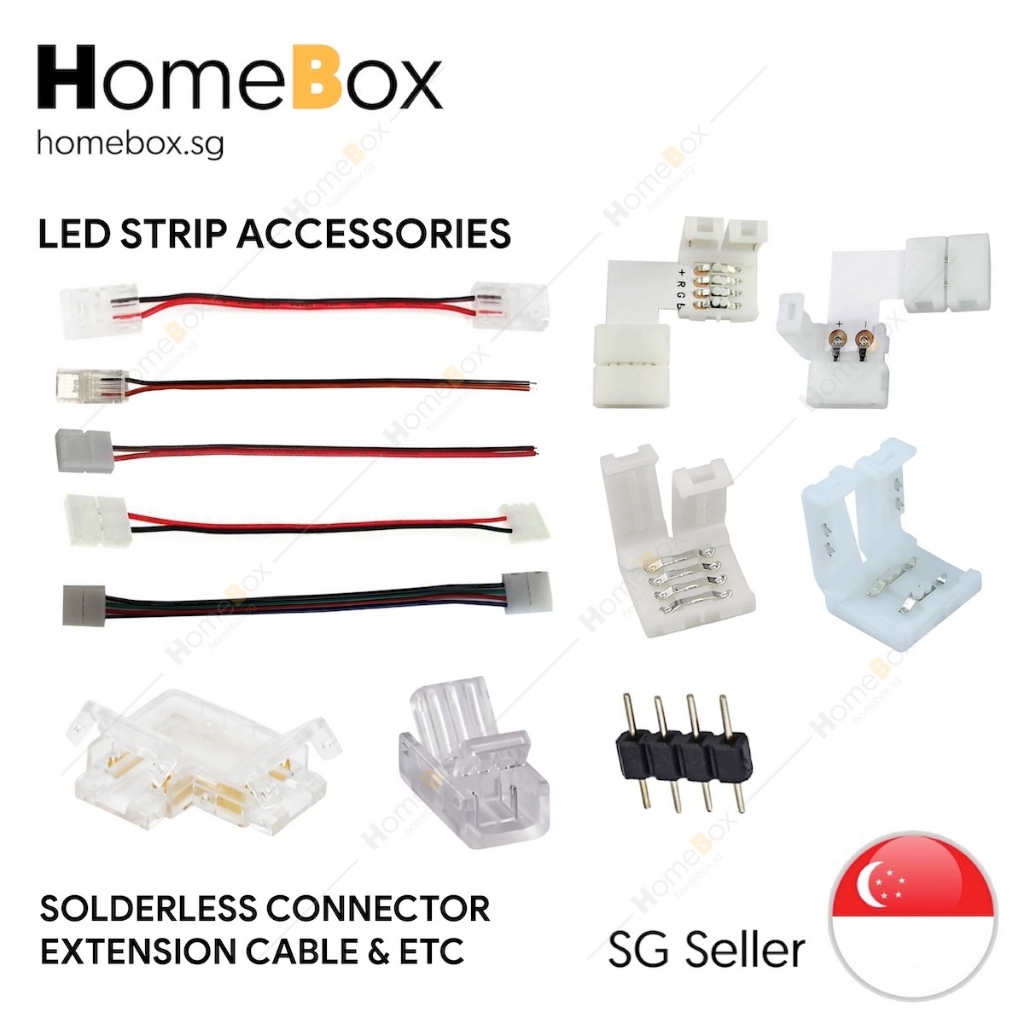 HomeBox 🇸🇬 LED Strip Accessories LED Strip Connector Clip Organizer 4 Pin Solderless Connector ...