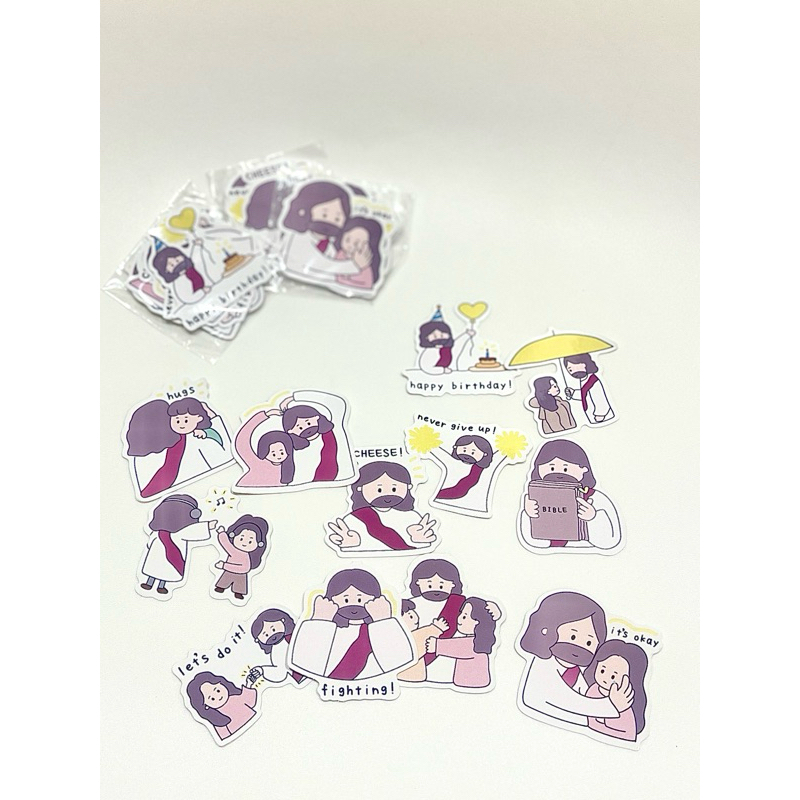 Cute Jesus Illustration Large Sticker Pack Labels 12 Styles Christian ...