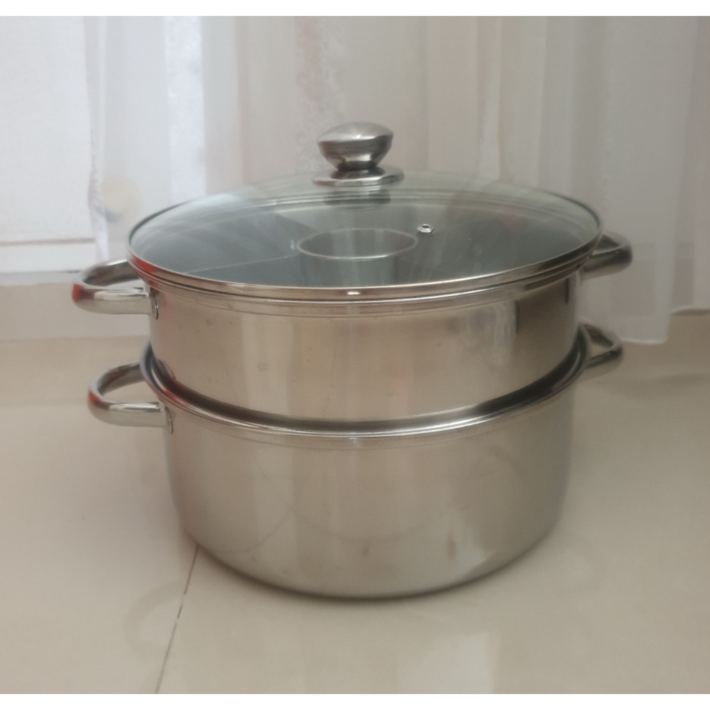 3-In-1 Multifunctional 2-Tier Stainless Steel Stock Steamer Steamboat ...