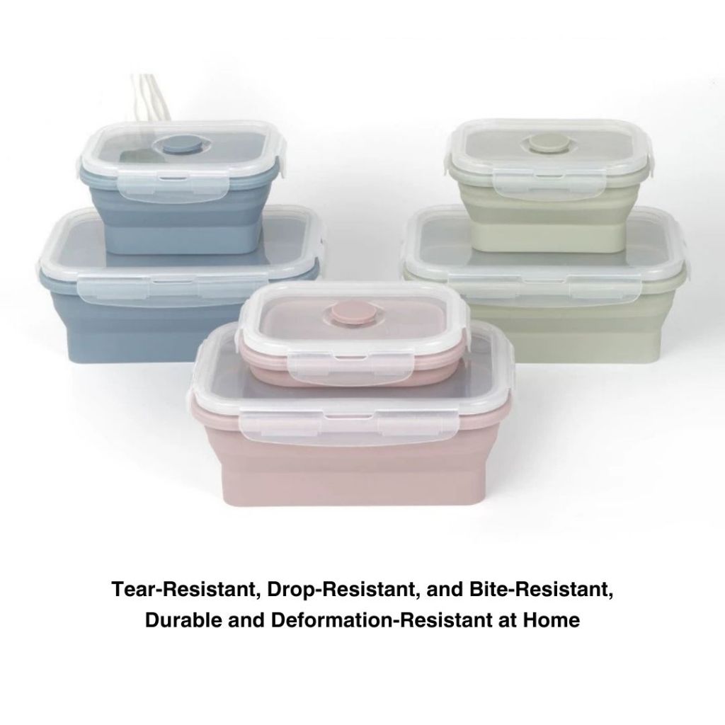 Foldable Lunch Box Bento Box Silicone Food Container Folding Bowl ...