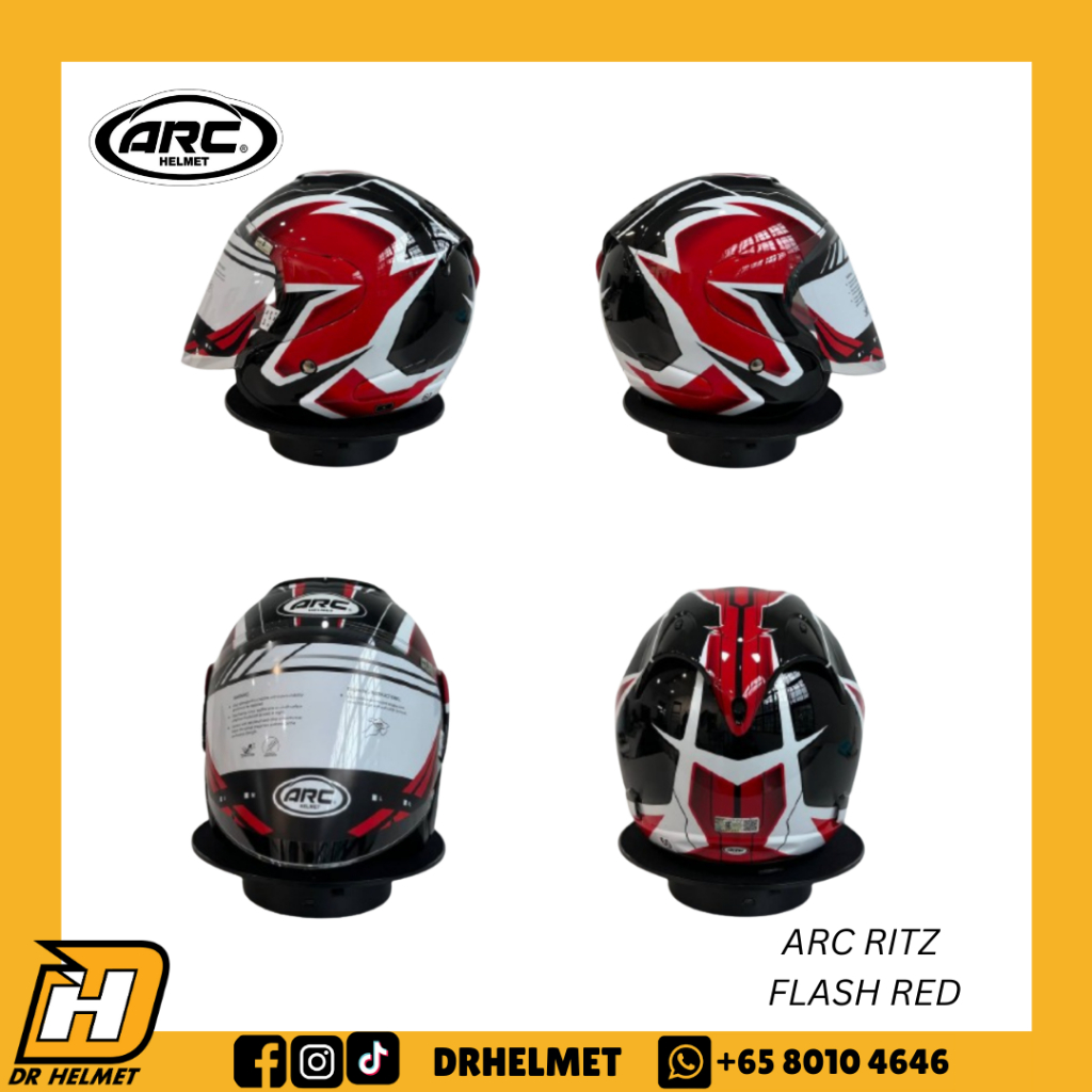 ARC Ritz Flash Red Helmet | Original ARC Helmet Singapore | Shopee ...