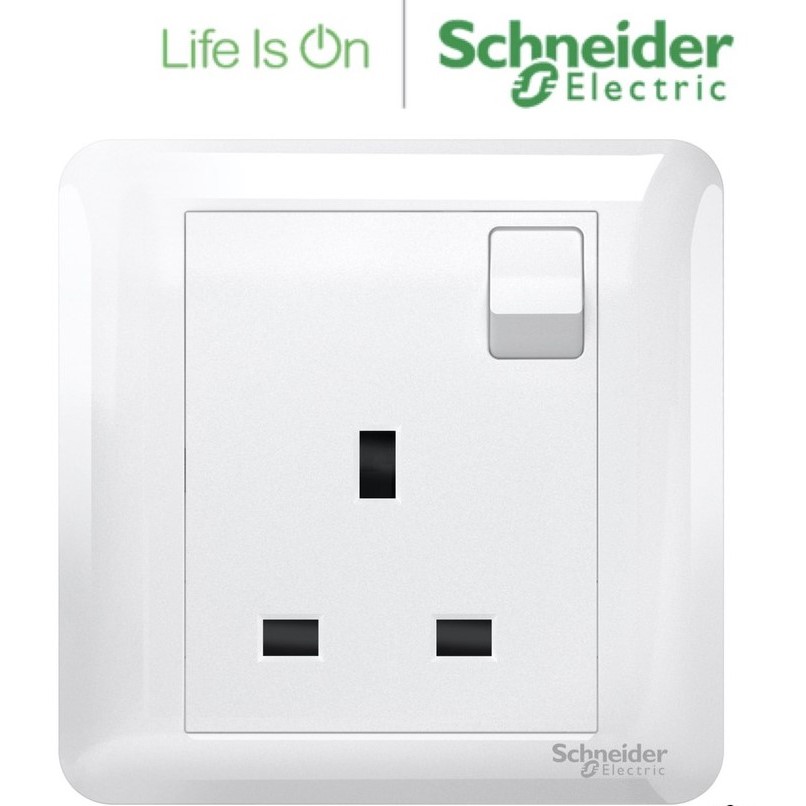 Schneider Electric 13A Single Gang Switched Socket, White | Shopee ...