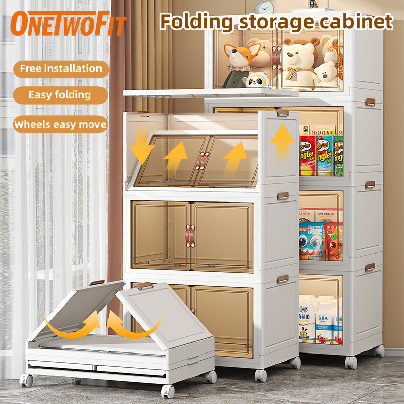 Double door Folding Storage Cabinet Wardrobe Large capacity foldable ...