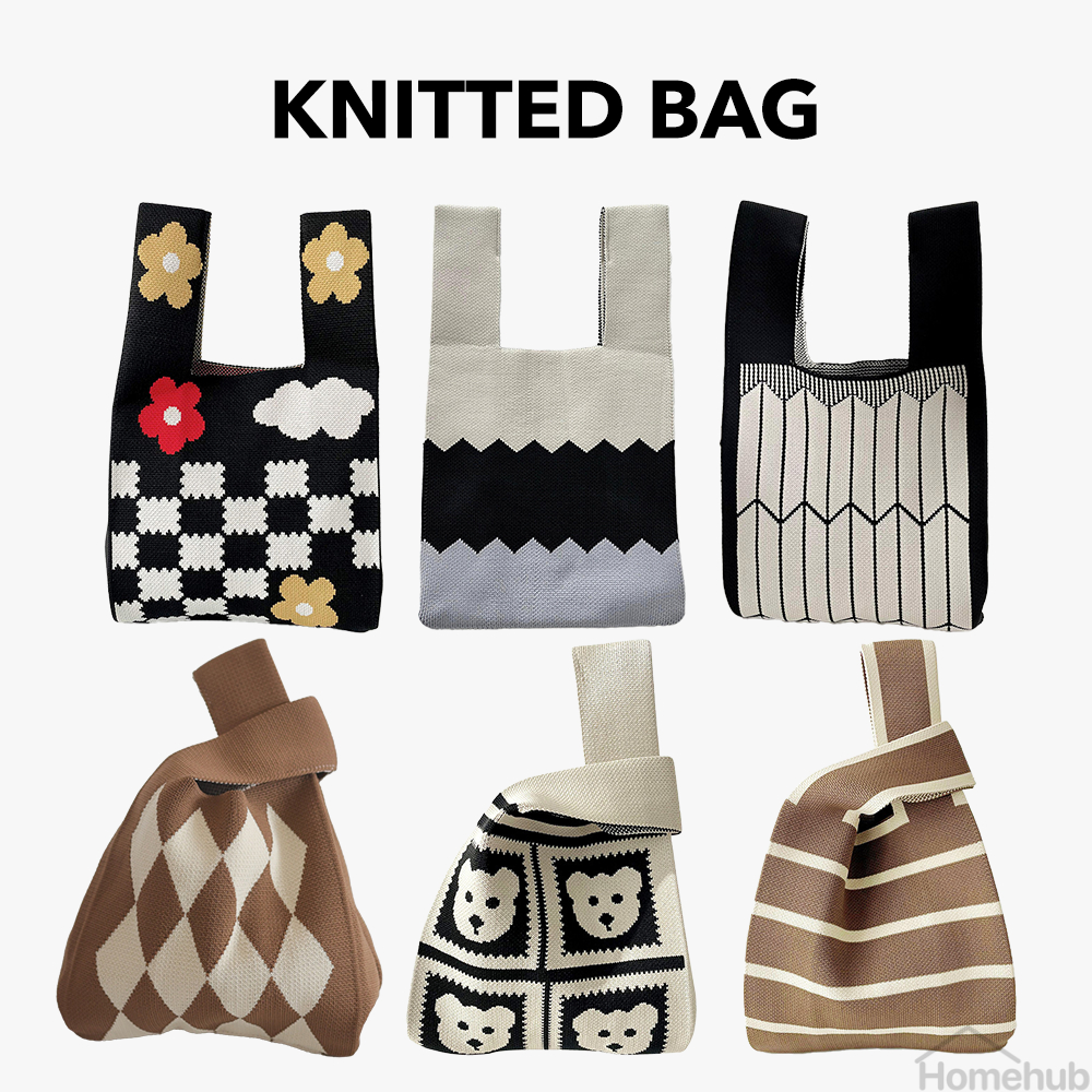 Homehub Knit Tote Bag Knitted Handbag for Women Cute Foldable | Shopee ...