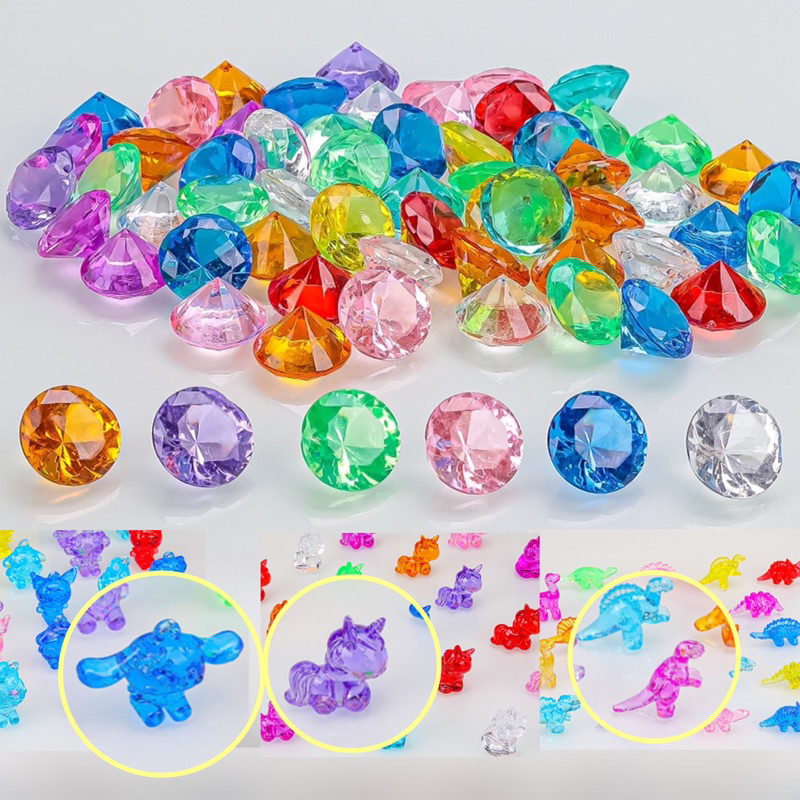 【SG STOCK】Crystal Gemstones Acrylic Stones Plastic Colourful Gem Toy ...