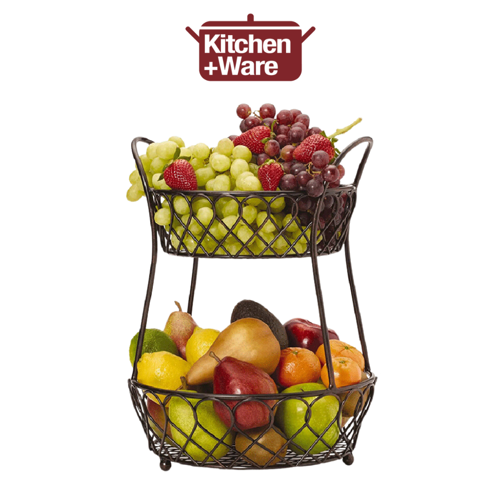 2 Tier Fruit Basket Display Holder / Vegetable Onion Storage Rack ...