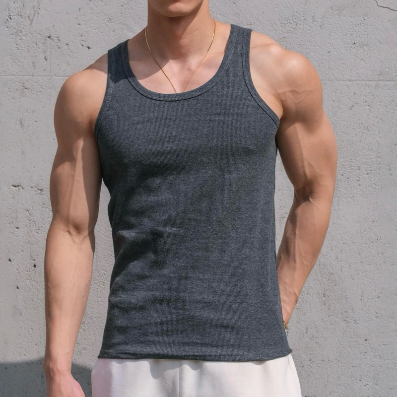 [Local] 230GSM Ribbed knit tank top/ Singlet/ Plain/ Men/ Sport wear ...