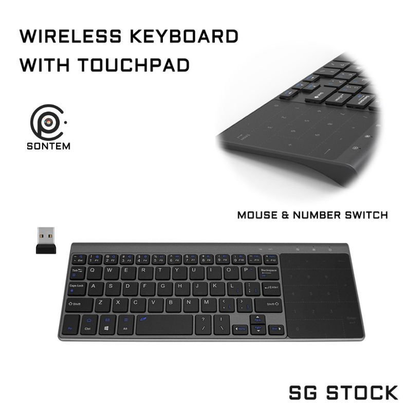 {SG Seller} Silent Wireless Keyboard with Touchpad Quiet Keyboard 2.4G ...