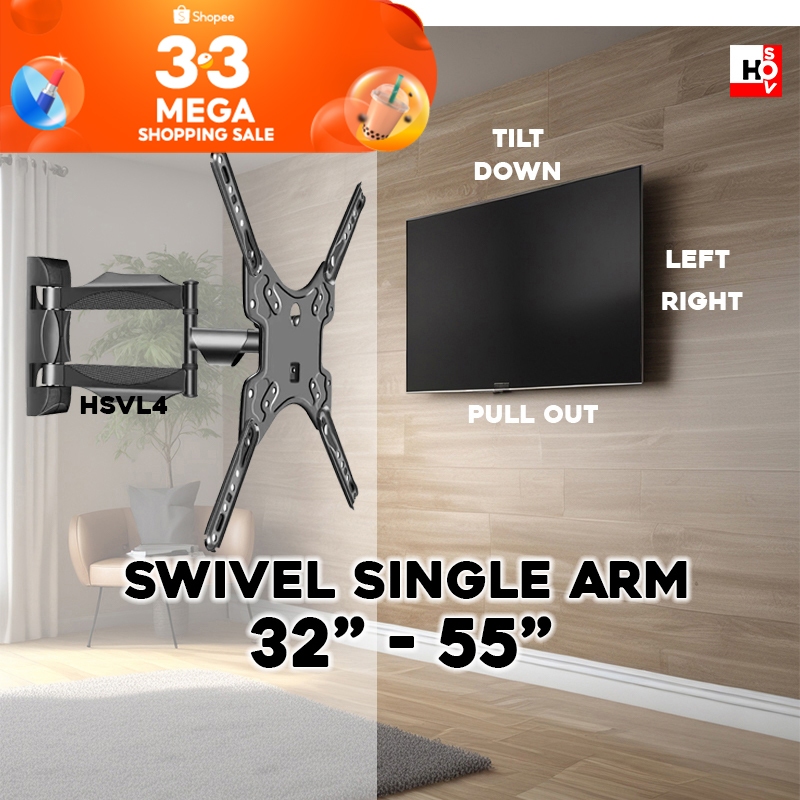 NEW SWIVEL SINGLE ARM FULL MOTION TV BRACKET UNIVERSAL TV MOUNT HEAVY ...