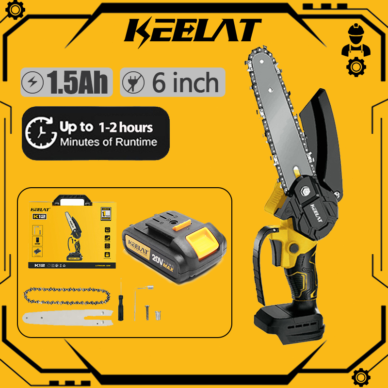 KEELAT KEC004 6 inch 12 Inch Cordless Mini Chainsaw Electric Handheld ...