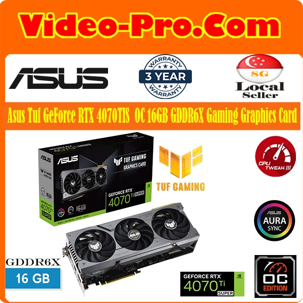 Asus Tuf GeForce RTX 4070TIS 16GB GDDR6X Gaming Graphics Card TUF-RTX4070TIS-O16G-GAMING ...
