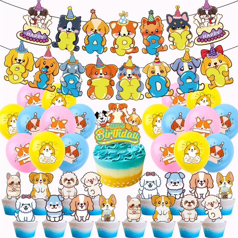 My First Doggie Birthday Theme: HBD Banner, Cake Toppers and Dog Theme ...