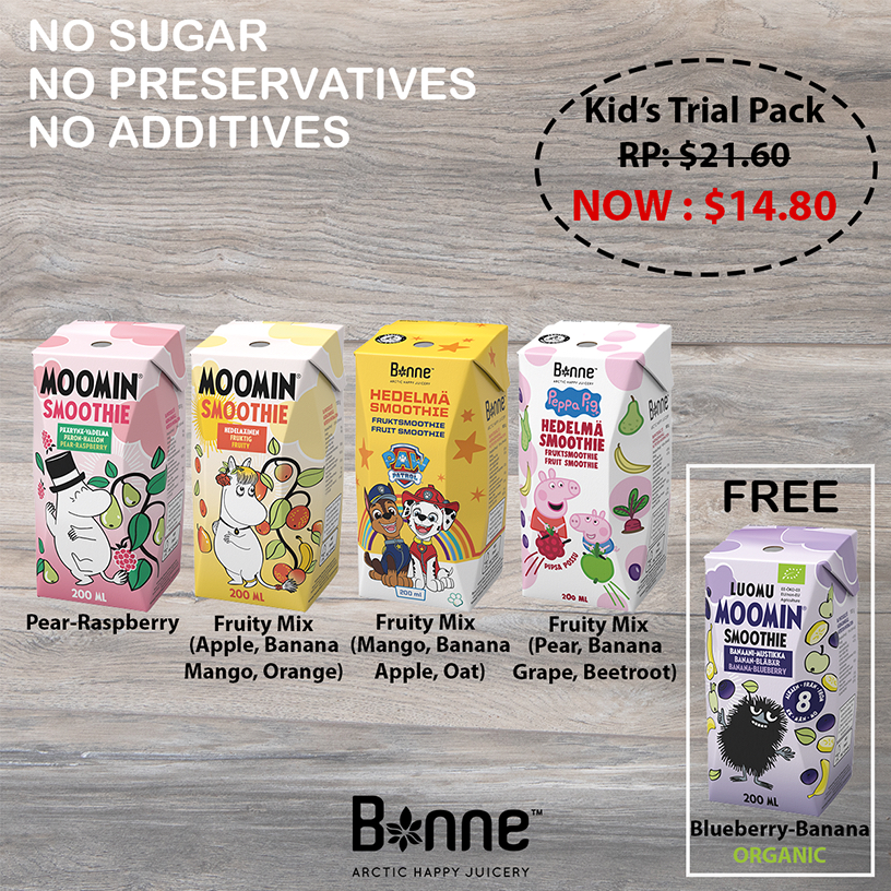 Bonne Moomin Kid's Fruits Smoothie Trial Pack (Buy 4 Free 1) | Shopee ...