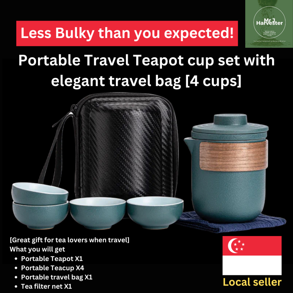 [SG Ready Stock] Premium portable travel teapot set with pouch bag ...
