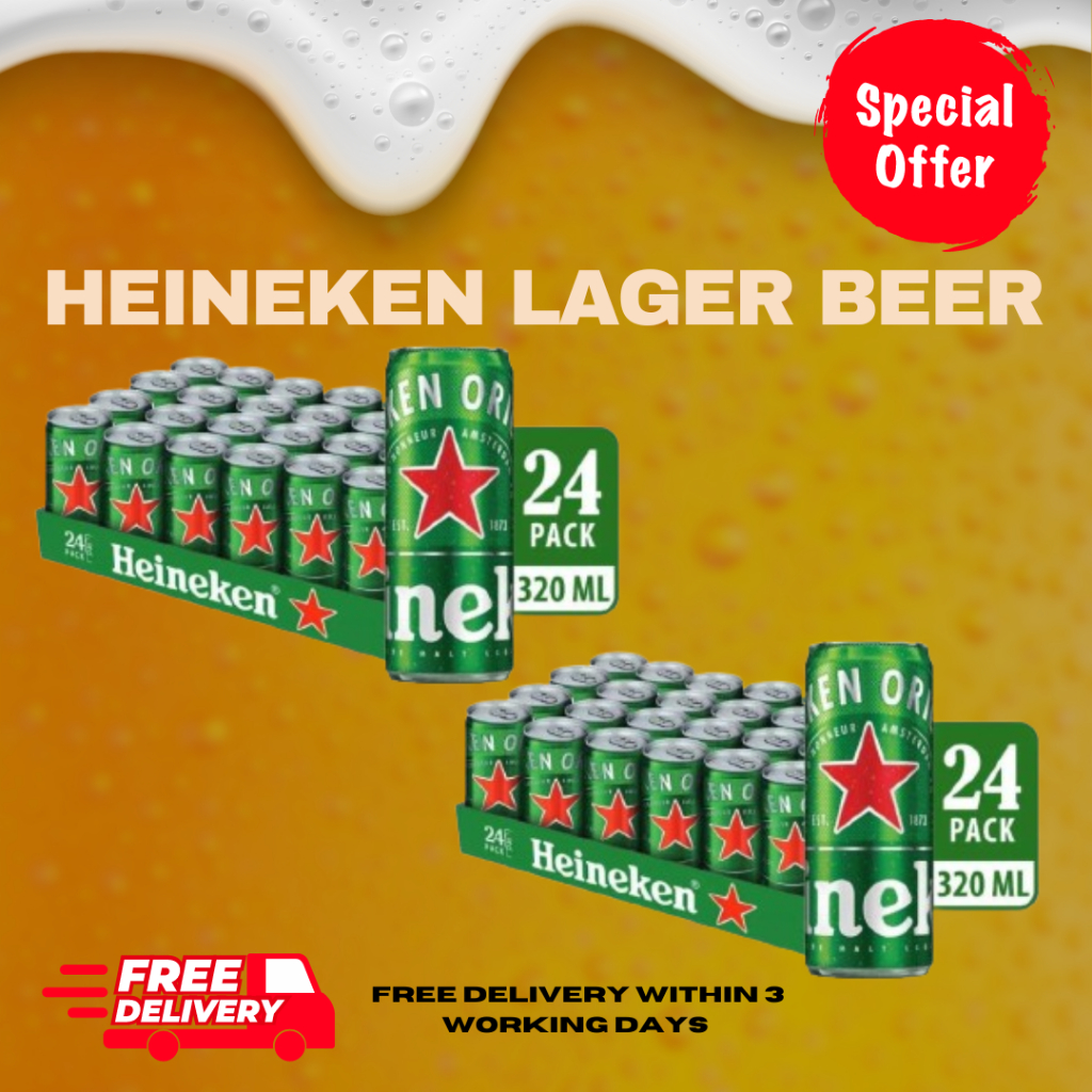 Heineken Lager Beer Can 24 X 320ml (2 Cartons) | Shopee Singapore