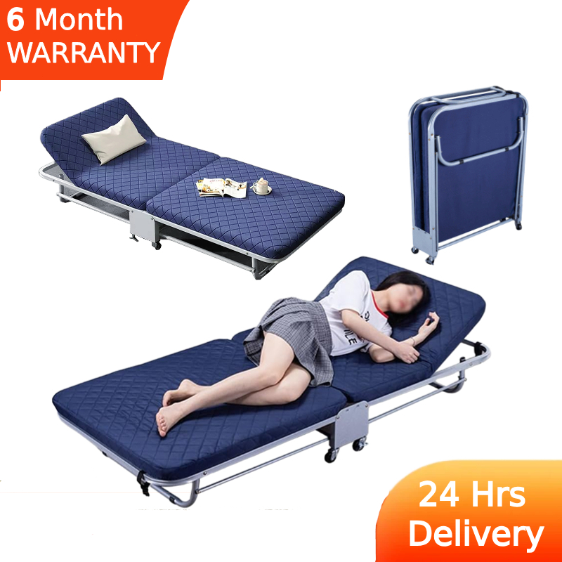 🔥【99% New】Portable single folding bed for lunch break Single foldable ...