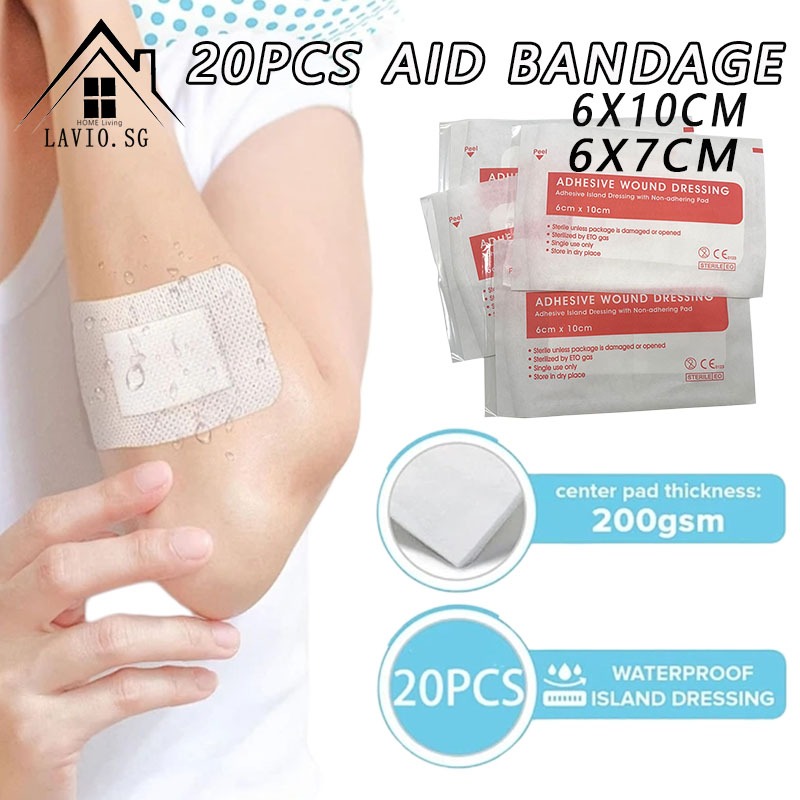 [SG] 20PCS Mergency Wound Dressing Band Waterproof Material Breathable ...