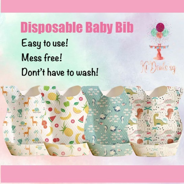 [SG SELLER] 10pcs Biodegradable Infant Disposable Feeding Bib Paper ...