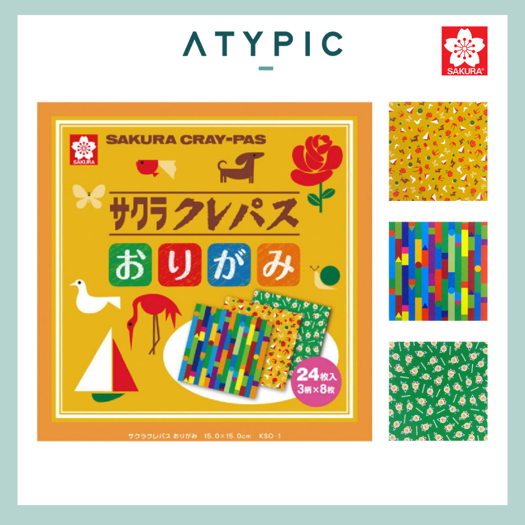 Kitera Co. Sakura Cray-Pas Origami Paper with Patterns, 24pcs (15cm x ...