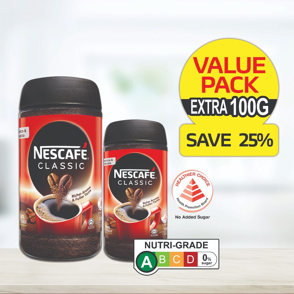 [VALUE PACK] NESCAFE Classic Jar Instant Soluble Coffee 200g + 100g ...