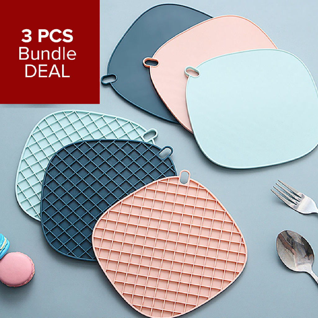 [SG Seller] Set of 3 Coasters / Kitchen Silicone table Coaster / pot ...